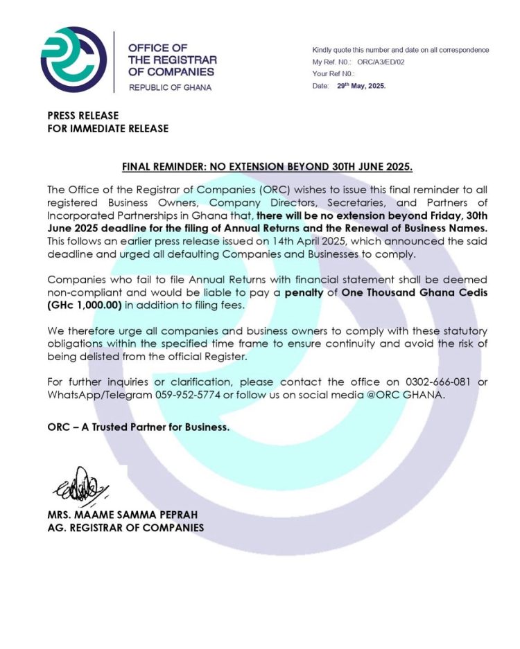 ORC issues final deadline for annual returns, business name renewals ...